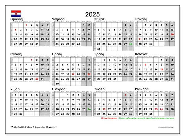Kalendar za 2026. - Hrvatska - Michel Zbinden HR