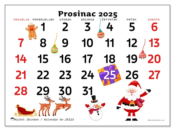 Kalendar za prosinac 2025. br. 25123 - Sretan Božić - Michel Zbinden HR