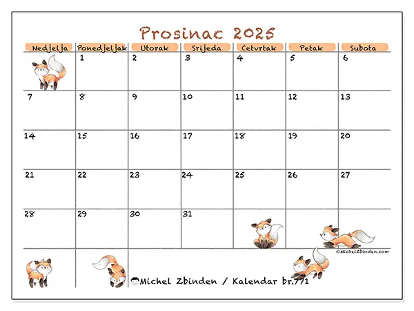 Kalendar za prosinac 2025. br. 771 - Lisice - Michel Zbinden HR