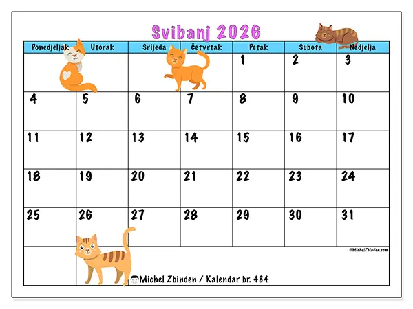 Kalendar za svibanj 2026. br. 484 - Mačke - Michel Zbinden HR