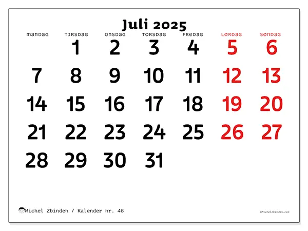 Kalender nr. 46: juli 2025 - Visjon - Michel Zbinden NO