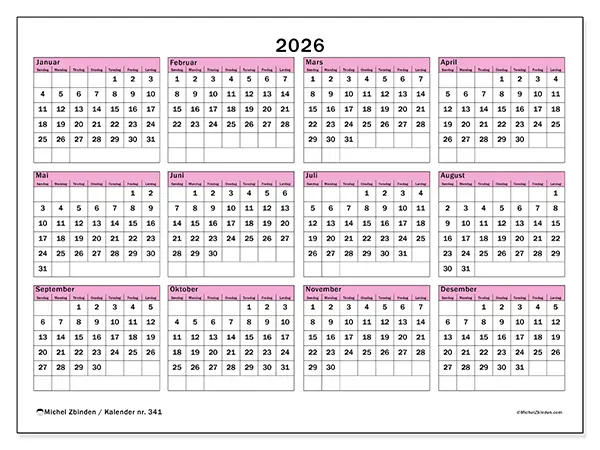 2026 kalender nr. 341 - Morgenrosa - Michel Zbinden NO