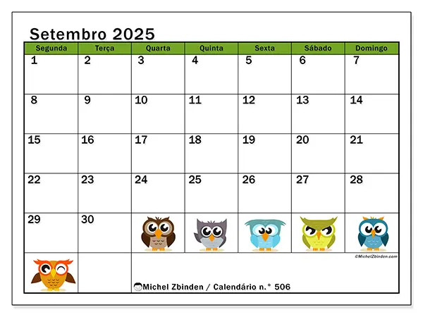 Calendário de setembro de 2025 - Michel Zbinden PT