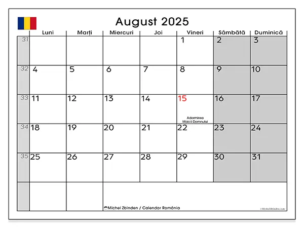 Calendar august 2025 - România - Michel Zbinden RO