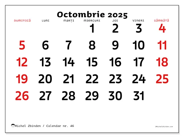 Calendar octombrie 2025 nr. 46 - Viziune - Michel Zbinden RO