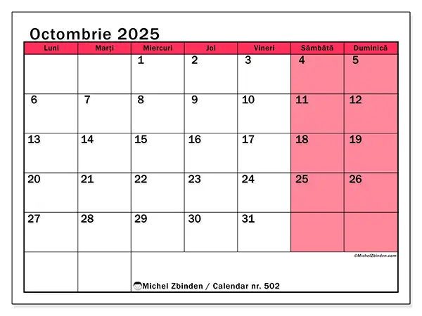 Calendar octombrie 2025 nr. 502 - Zmeura - Michel Zbinden RO